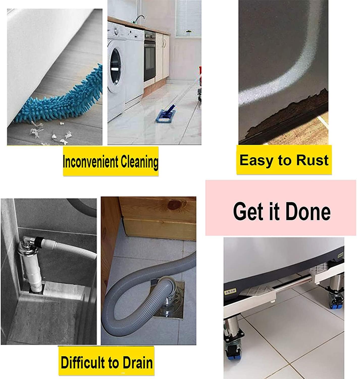 Universal Washing Machine Base With Wheels Adjustable Refrigerator Trolley Extendable Fridge Freezer Base Stand Holder Easy Move Bracket For Dryer Washer 45-65cm Air Conditioner ( Color : 4 Wheel , Si