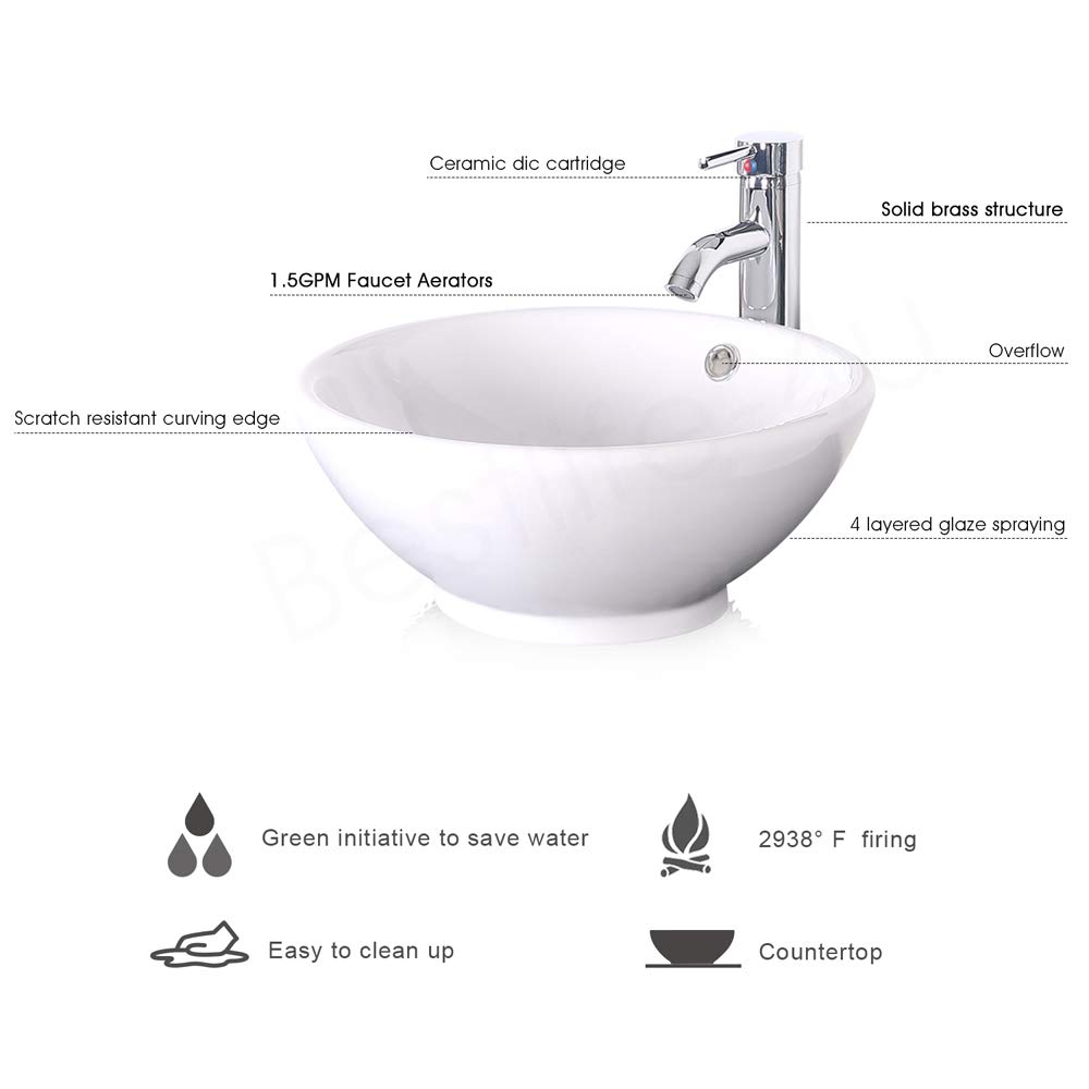 U-Eway 24 Wall Mounted Bathroom Vanity and Sink Combo,Concrete Grey Color Vanity Set with 2 Drawers,White Ceramic(Round) Vessel Sink Top,W/Polish Faucet,Pop Up Drain,Mirror Inc