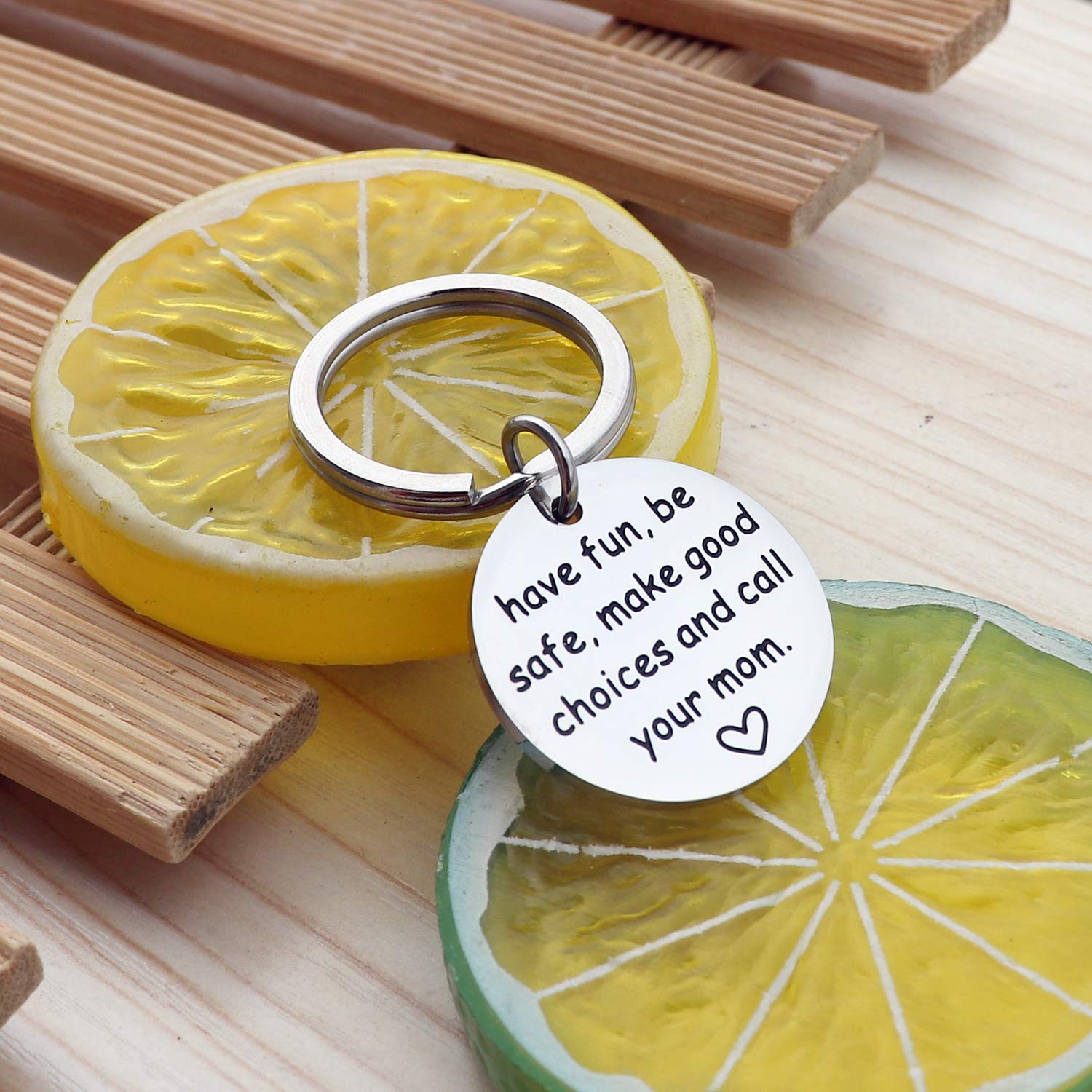 XYBAGS New Driver Keychain Gift, Have Fun, Be Safe, Make Good Choices and Call Your Mom, Daughter Son Graduation Key Ring Gifts
