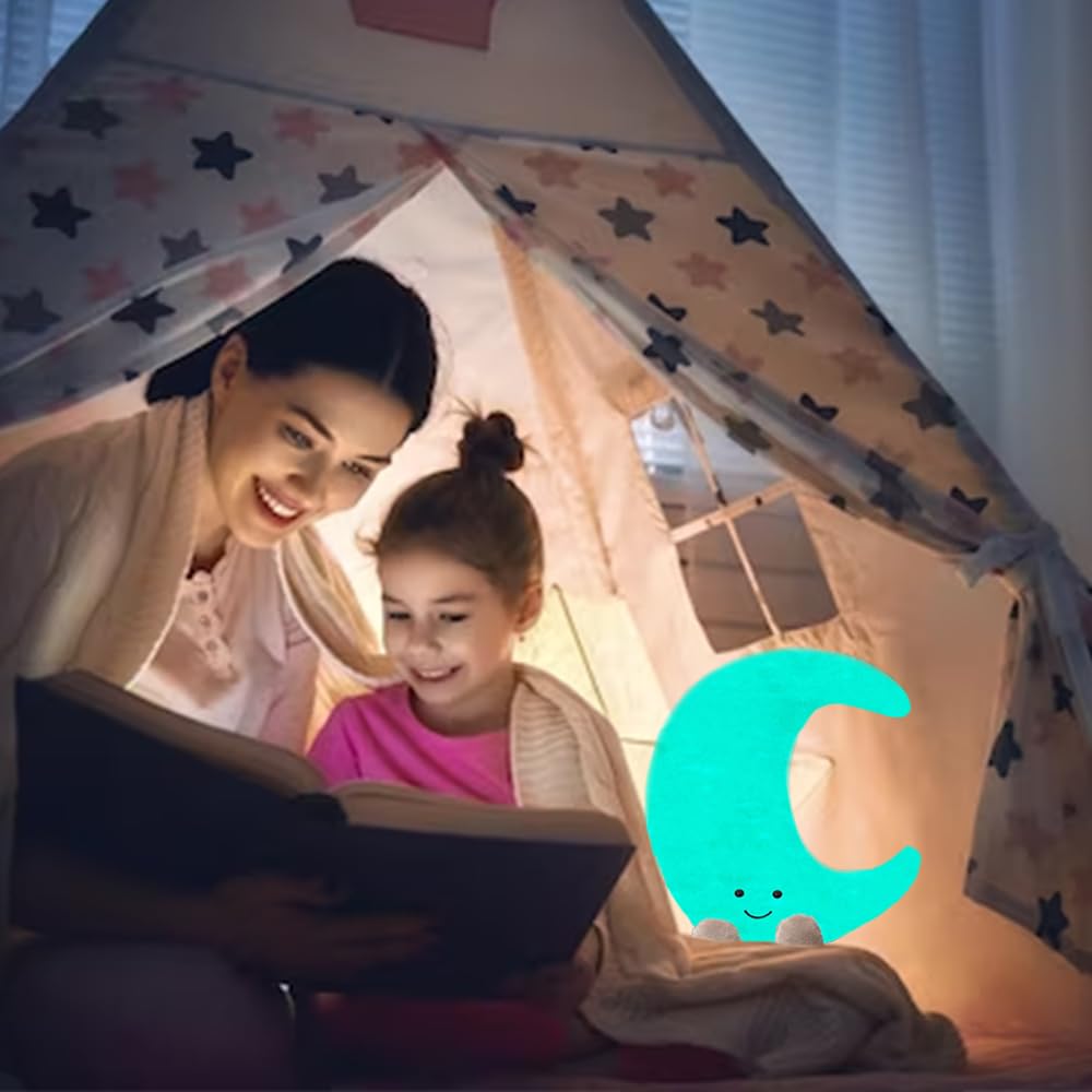 Wahahay Glowing Moon Plush Pillow,Fluorescent Plush Toy, Glow in The Dark Moon Plush, Star Stuffed Doll,All Star Collection Star Man Stuffed Plush