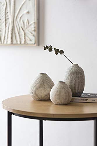 White Stoneware Vases with Textured Black Polka Dots (Set of 3 Sizes)