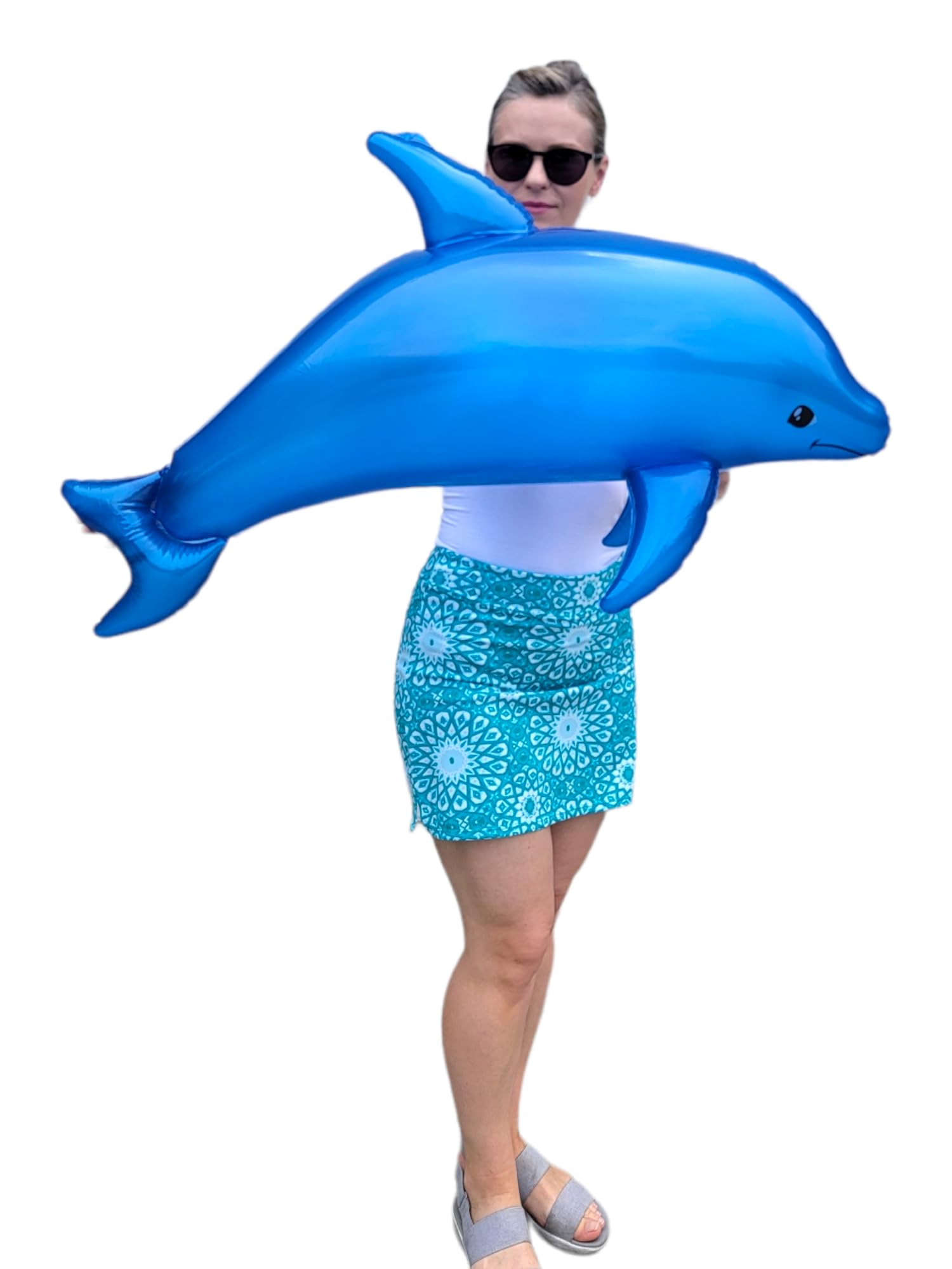 Zugar Land Huge 40'' Blue - 1 Pack Pearlized Dolphin INFLATE Inflatable Pool Toy Beach Poolside Aquatic Themed Decor Birthday Party Buffet Table Decoration (1 Pack), Pink or Blue