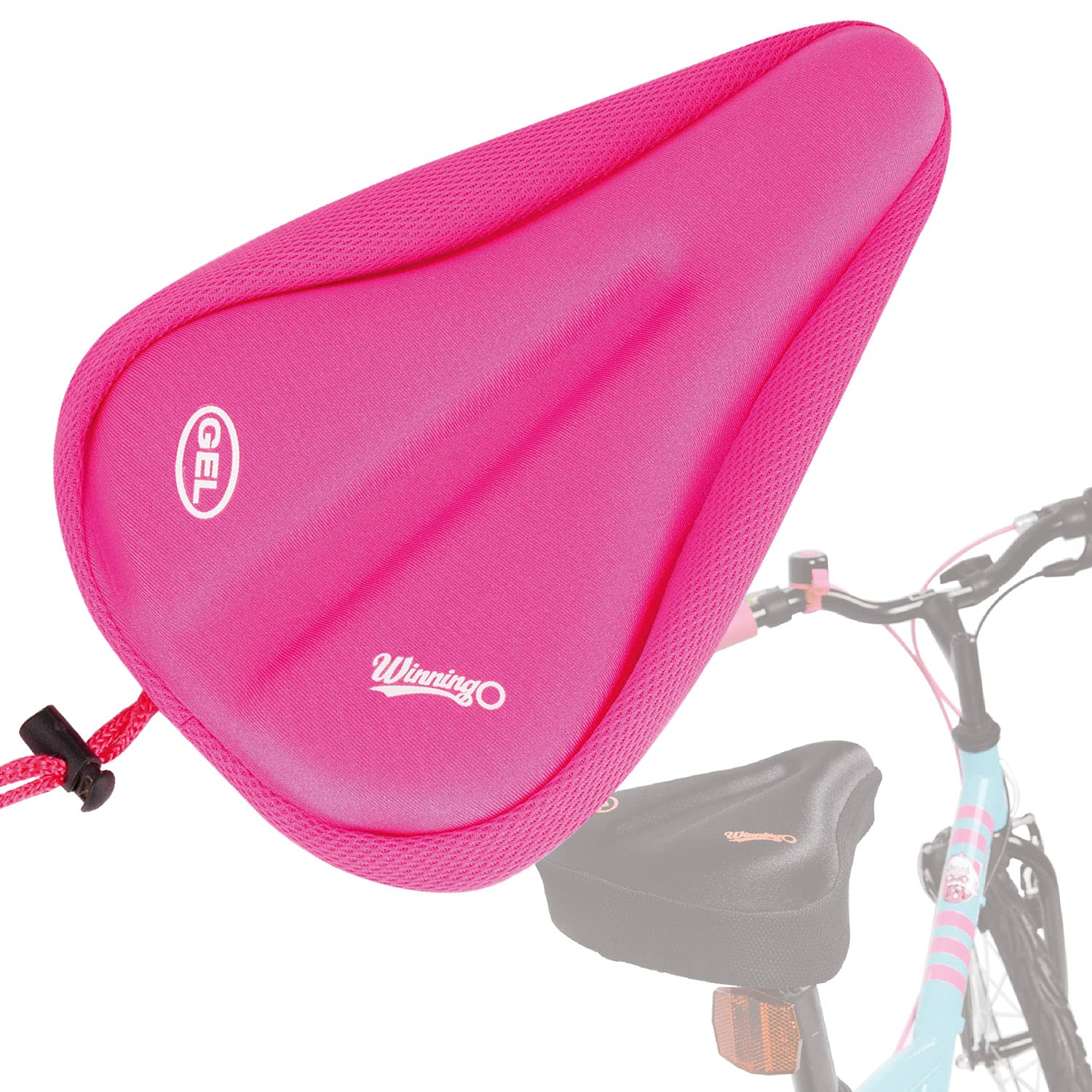 WINNINGO Gel Kids Bike Seat Cushion Cover, Anti-Slip Child Bike Seat Cover Comfortable Adjustable Small Bicycle Saddle Pad, 9'' X 6''