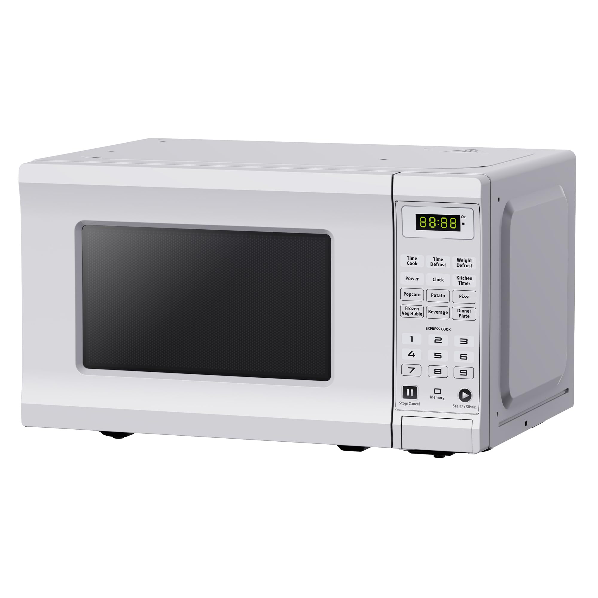 West Bend EM720CPI-PM 0.7 Cubic Foot Capacity 700 Watt Compact Countertop Microwave Oven Kitchen Appliance with 8.5 Inch Round Turntable, White