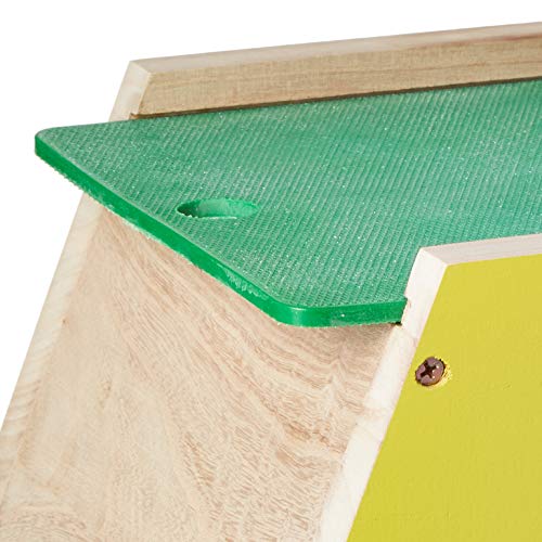 Wildlife World Bumblebee Nester Wooden House - Pollinator Bee Habitat (Green/Yellow)