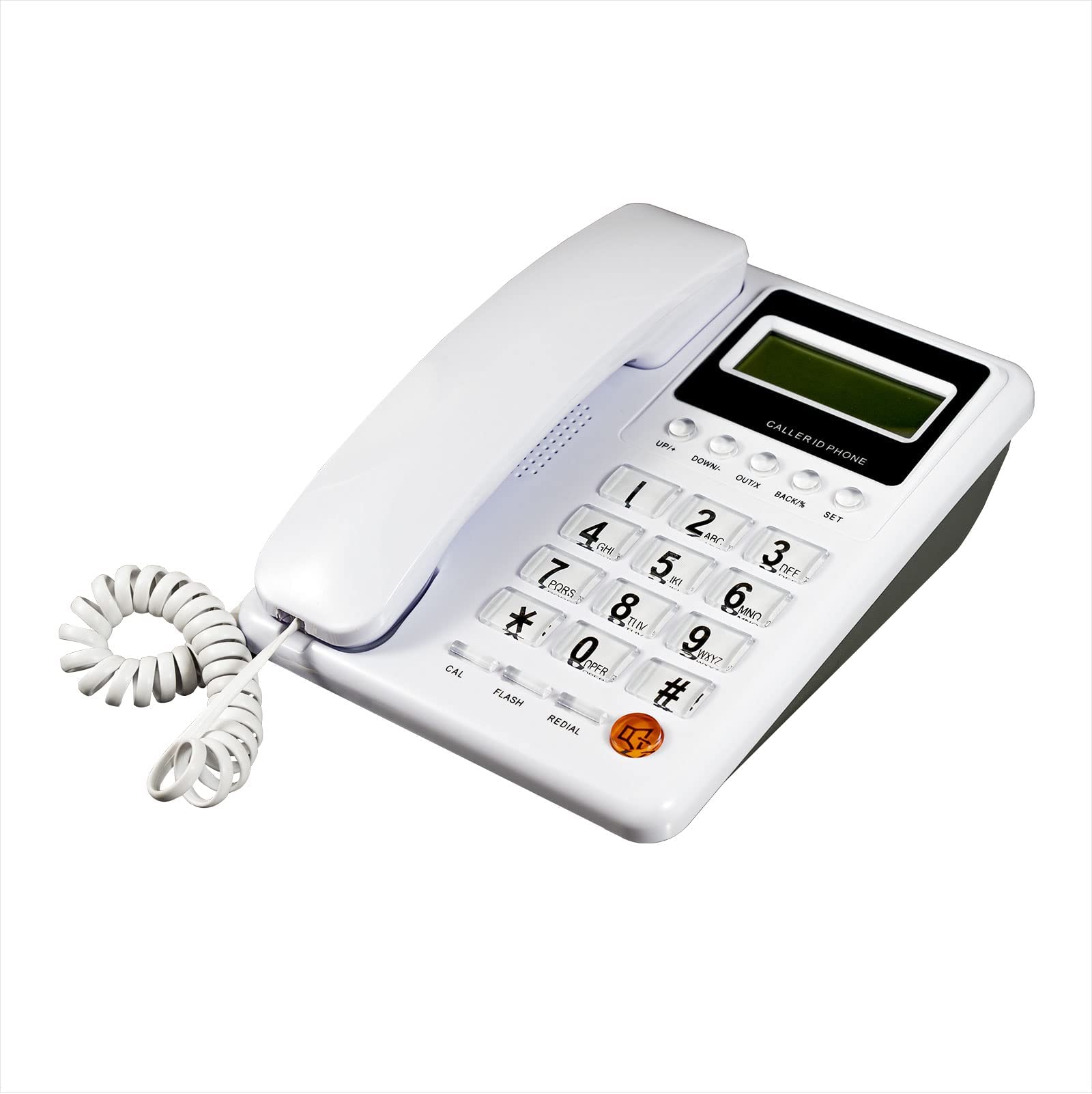 Upgraded Telephone Corded Phone Dual Interface Wired Telephone Big Button Landline Phones with Number Display Suitable for Office, Front Desk, Home, Hotel, Seniors (Black) (White)
