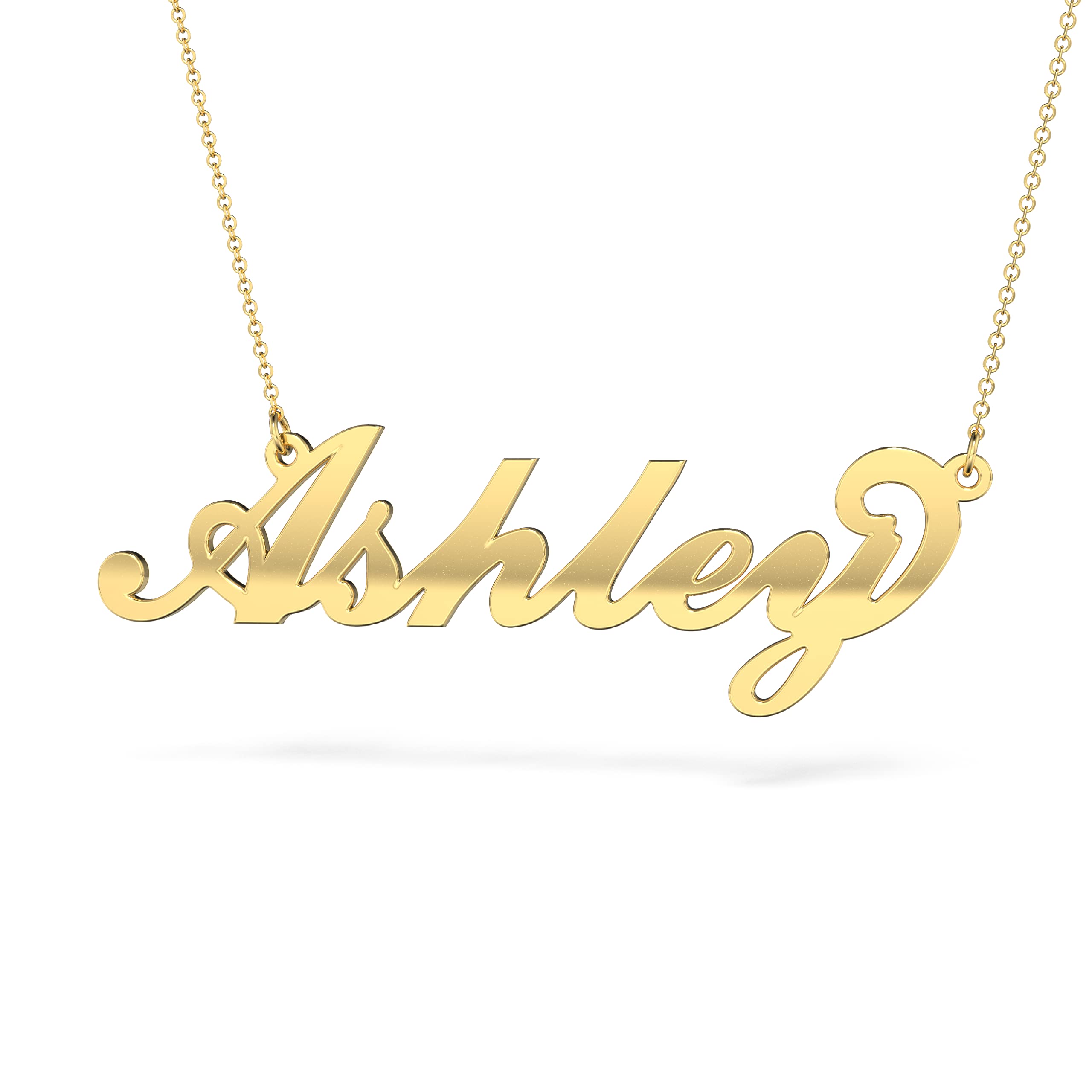 TSD 14K Yellow Gold Personalized Name Necklace with a 16" Chain in Flourish Font by JEWLR*