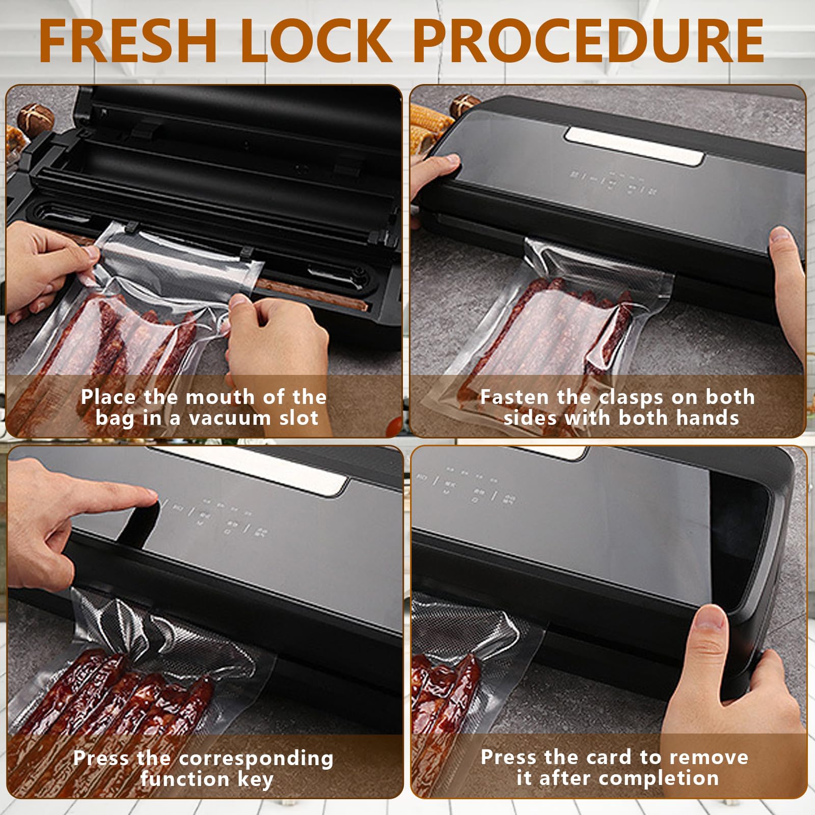 Vacuum Sealing Machine, Food Preservation Sealing Machine, Air Sealing System for Vacuum Bag/Can Food Preservation, Dual Pump Suction 95Kpa, 8 and 1 Easy Mode, Built-in Cutter, 14 Piece Starter Kit
