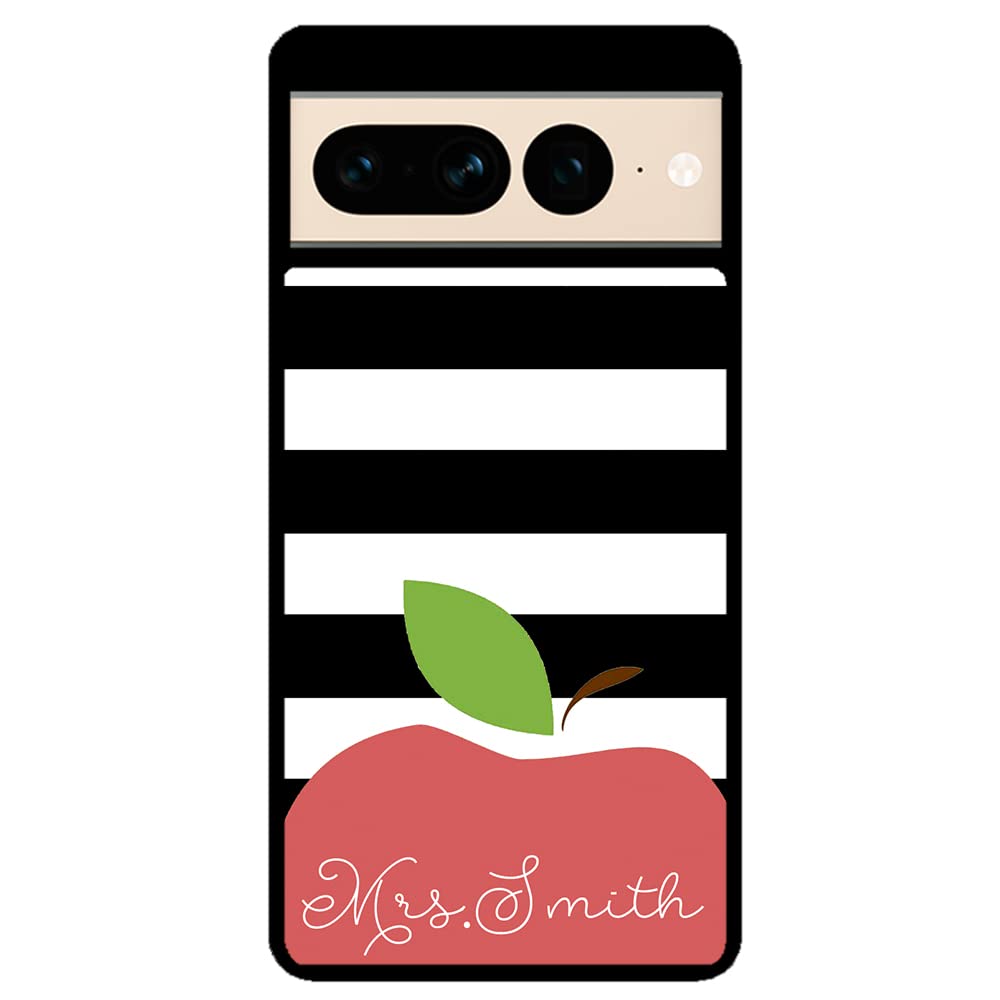 Teachers Appreciation Gift Personalized Black Rubber Phone Case Compatible With Google Pixel 8 Pro, 8a, 8, 7a, 7, Pixel 7 Pro, 6a, 6 Pro, 6, 5, 4a 5G, 4a 4G, 4, 4 XL, 3a, 3a XL, 3, 3 XL, 2 XL, 2