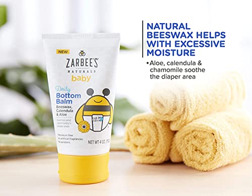 Zarbee's Naturals Baby Daily Bottom Balm with Beeswax, Calendula & Aloe, 4 Ounce