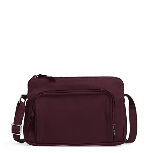 Vera Bradley Women's Cotton Little Hipster Crossbody Purse With RFID Protection, Mulled Wine, One Size