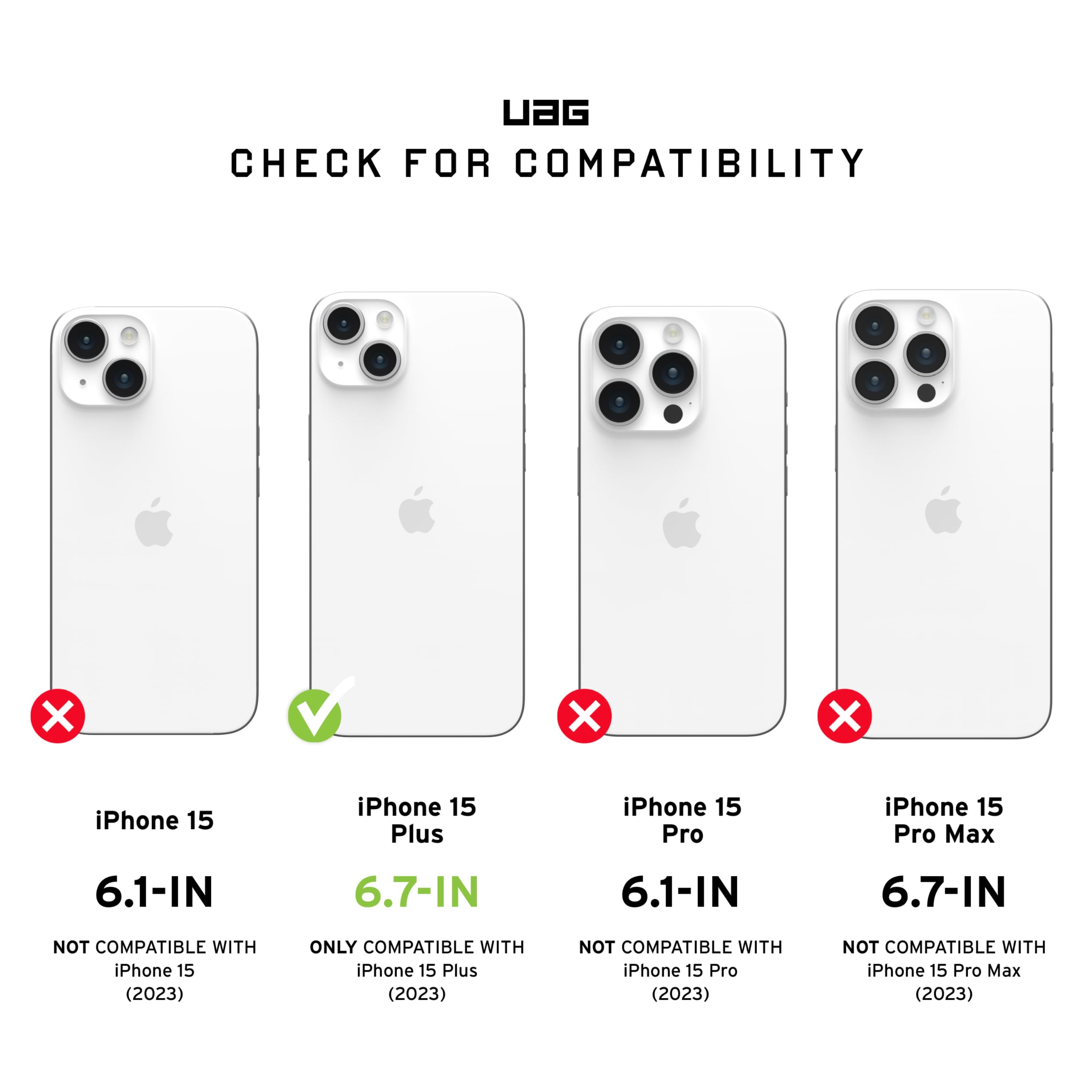 URBAN ARMOR GEAR UAG Case Compatible with iPhone 15 Plus Case 6.7" Civilian Black Built-in Magnet Compatible with MagSafe Charging Rugged Military Grade Dropproof Protective Cover