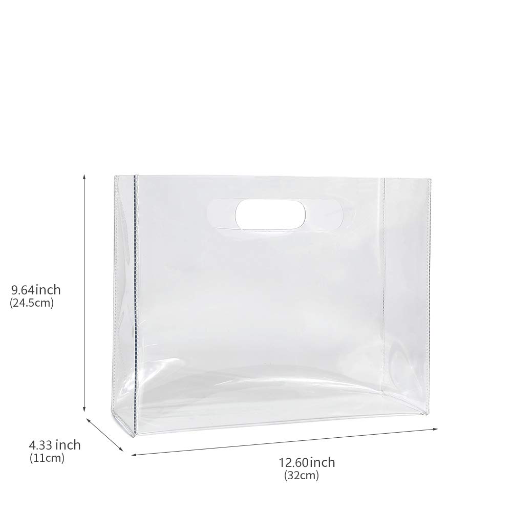 Tiwougel 12.6" Women Tote Bag,Transparent &Waterproof Plastic PVC Purse Handbag Clear-Medium