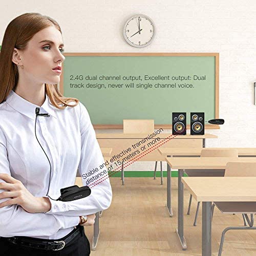 Wireless Lavalier Microphone,Updated KIMAFUN 2.4G Clip-on Lapel Mic set with Beltpack Transmitter&Receiver,Ideal for Teaching, Preaching and Public Speaking Applications,Online Chatting,Tour Guides
