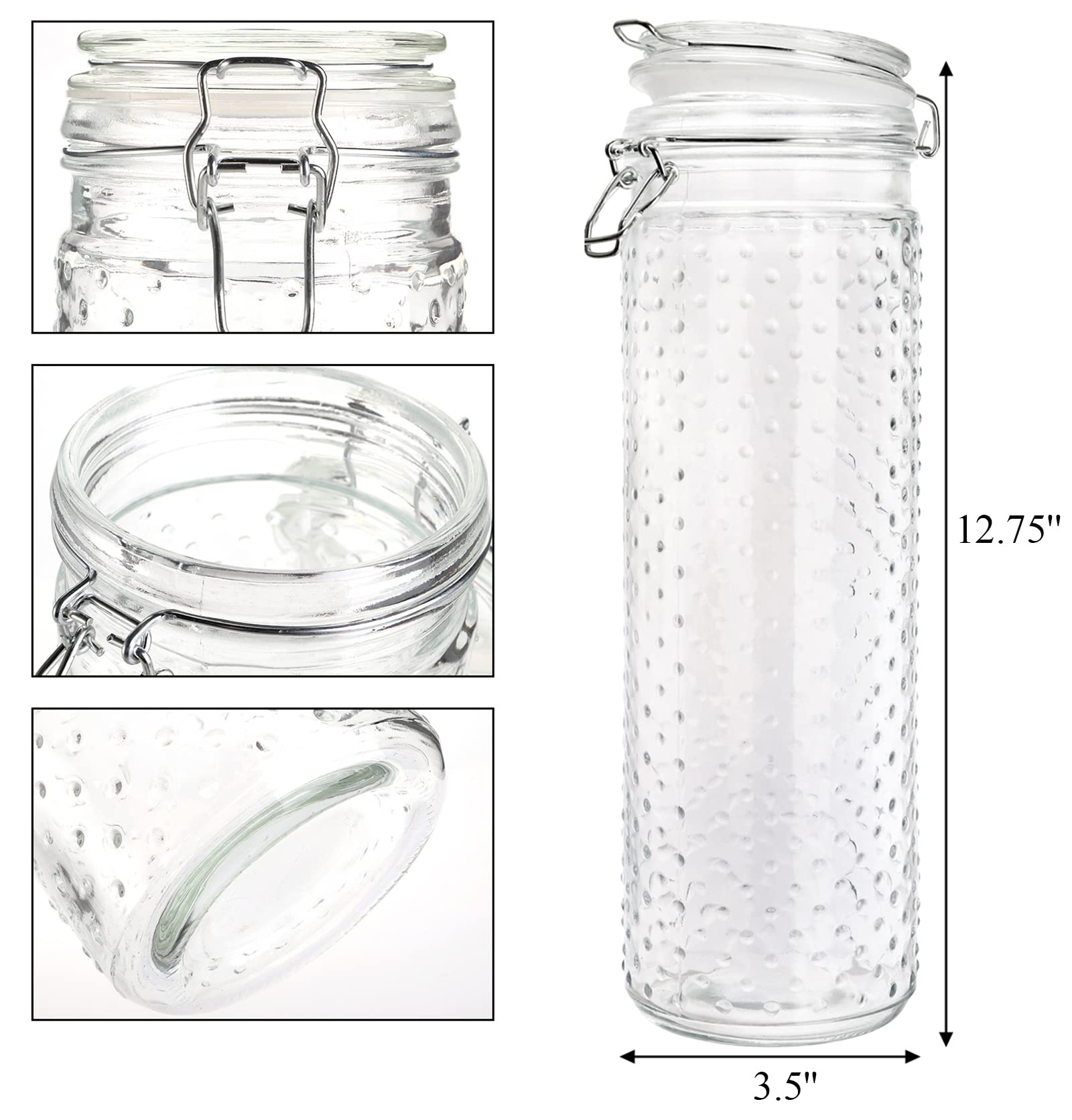 Yesland 2 Pcs 60 Oz Glass Food Storage Jar Canister with Airtight Seal Lid - Large Noodle Holder/Spaghetti Storage Container - Cereal Containers for Kitchen Canning, Pasta, Sugar, Beans and Spice