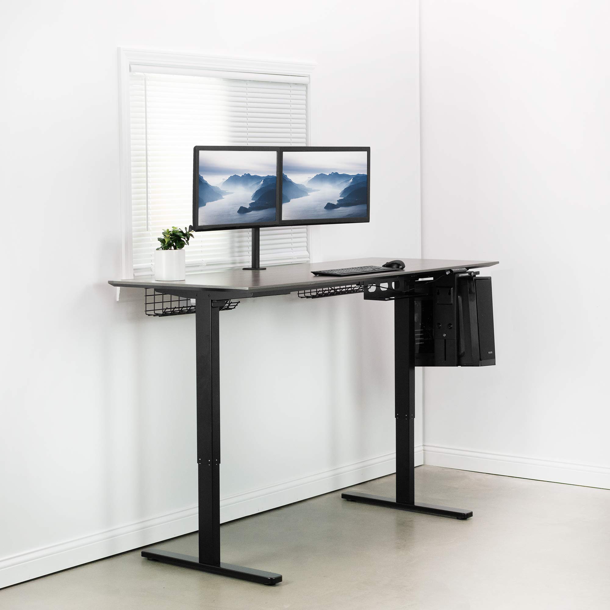 VIVO Electric Stand Up Desk Frame for 40 to 75 inch Table Tops, Frame Only, Single Motor Ergonomic Standing Height Adjustable Base with Memory Controller, Black, DESK-EV00B