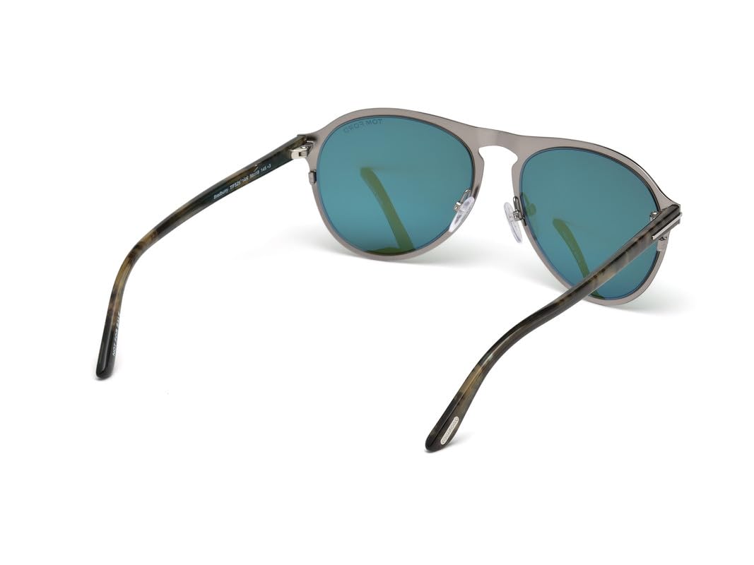 Tom Ford FT0525 Sunglasses - Shiny Light Ruthenium Frame, Green Lenses, 56 mm Lens FT05255614N