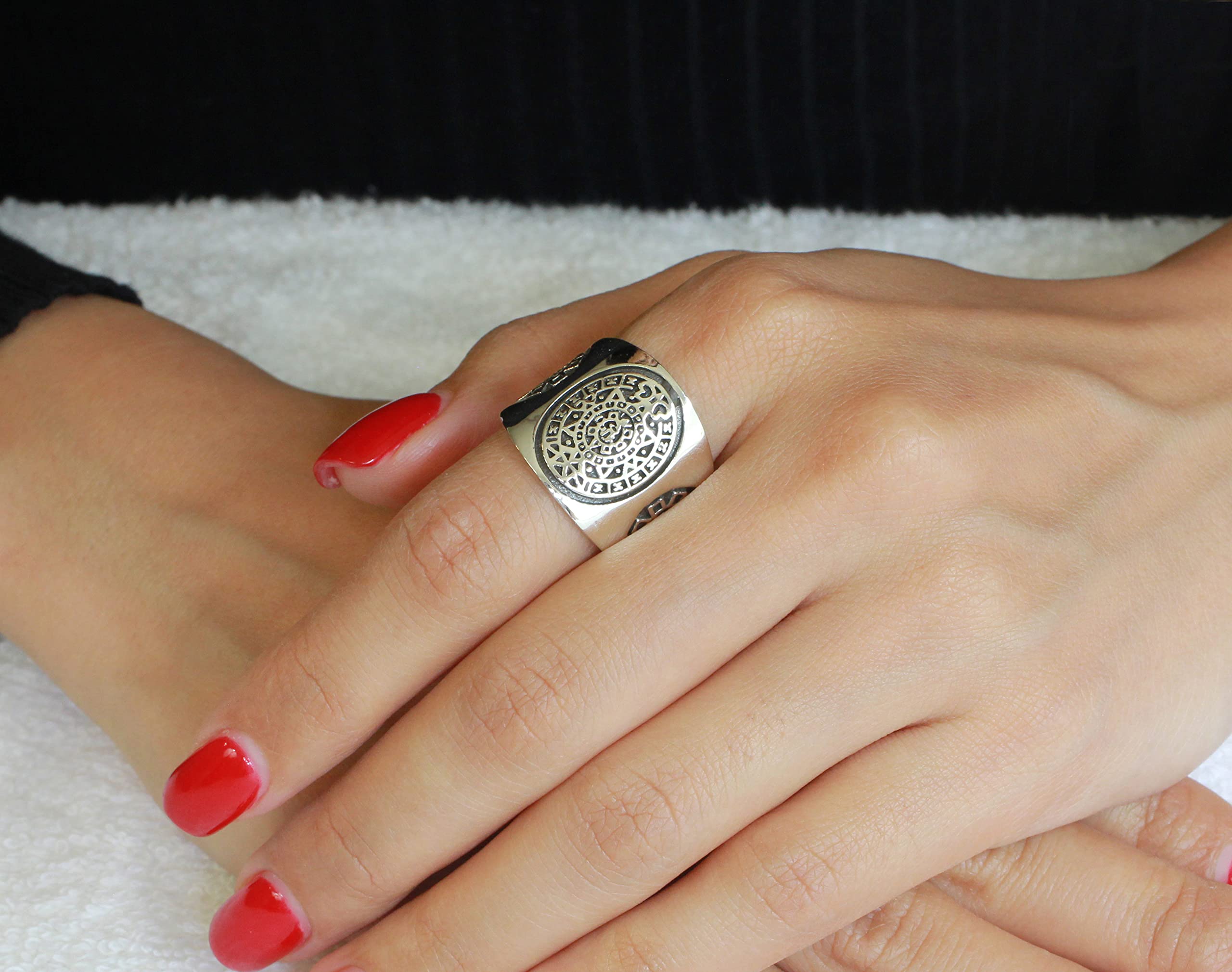 Sterling Silver Aztec Mayan Calendar Ring Size 12