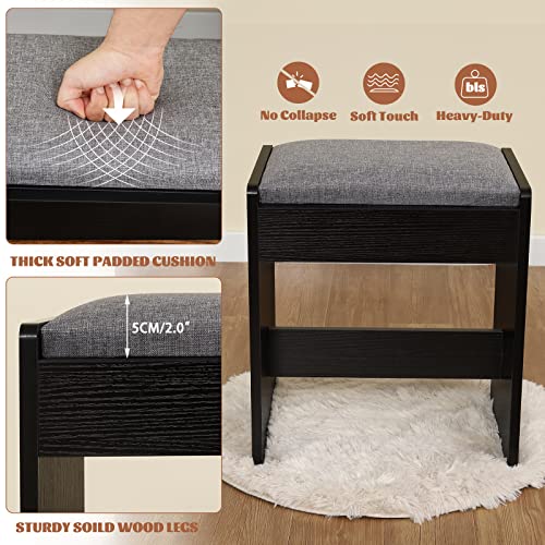 usikey 43.5in Large Vanity Desk with Mirror and 10 LED Lights, Makeup Vanity Table with Lights and 5 Drawers, Black Vanity Table Vanity Set with Storage Shelves and Stool for Women Girls, Black