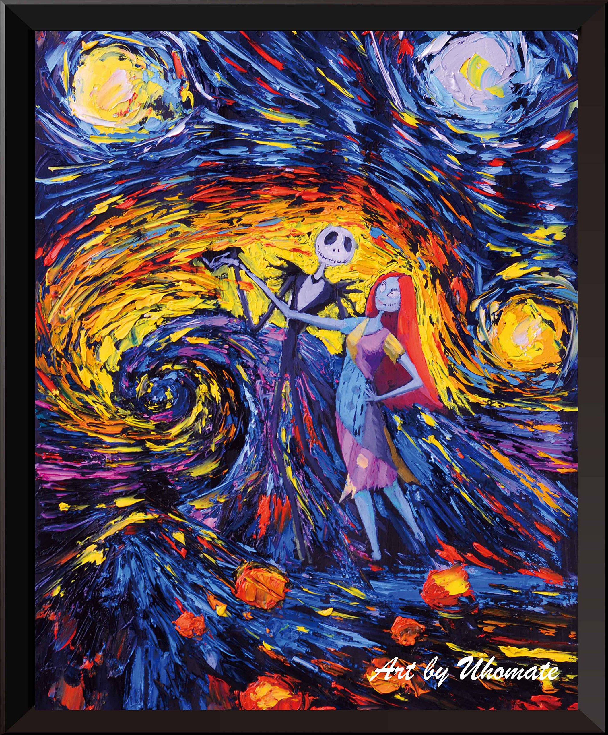 Uhomate Jack Sally Jack and Sally Nightmare Before Christmas Vincent Van Gogh Starry Night Posters Home Canvas Wall Art Nursery Decor Living Room Wall Decor A005 (8X10)