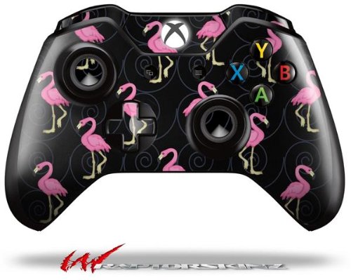WraptorSkinz Decal Style Vinyl Skin Wrap compatible with XBOX One Original Wireless Controller Flamingos on Black - (CONTROLLER NOT INCLUDED)