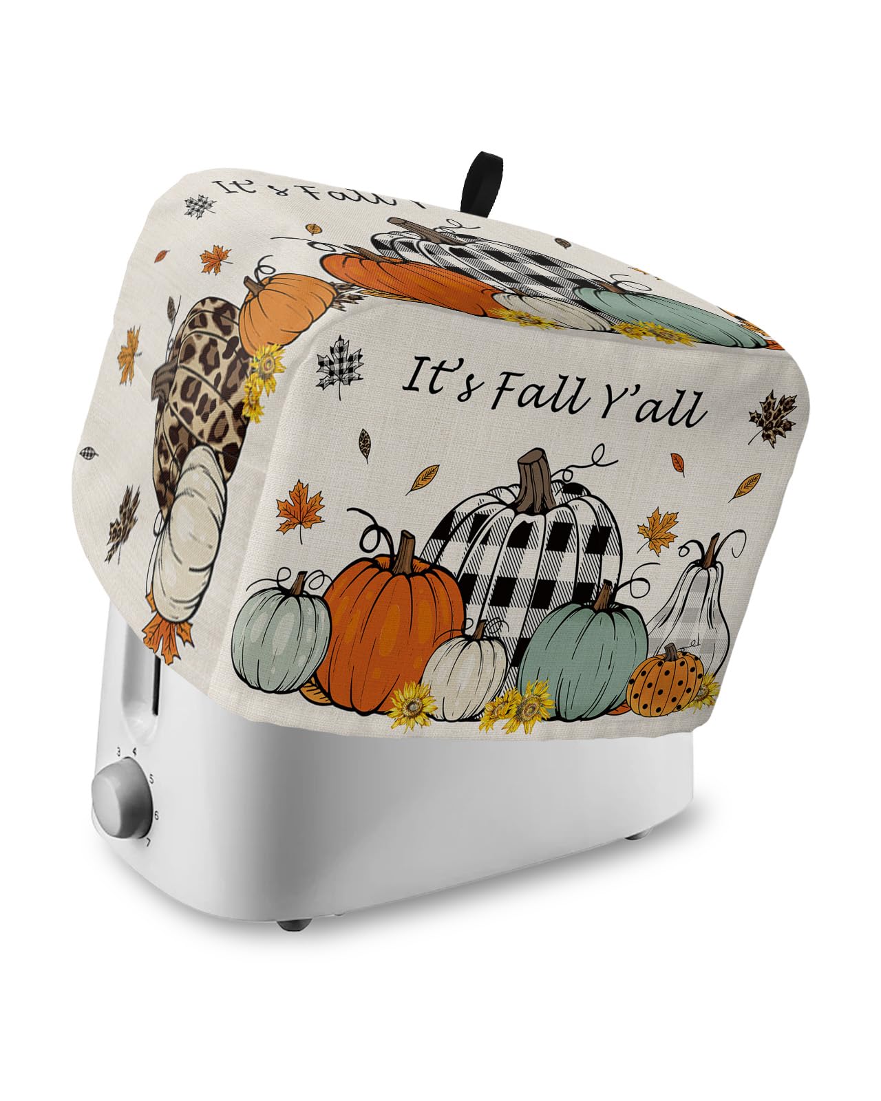 Toaster Cover, 4 Slice Toaster Cover Thanksgiving Fall Funny Pumpkin Linen Texture Kitchen Small Appliance Covers, Dust and Machine Washable Bread Maker Cover (12w X 11d X 8h)