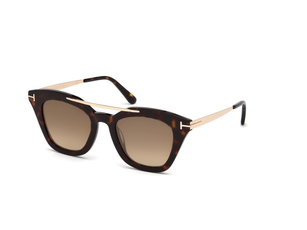 Tom Ford Rectangular Sunglasses TF575 Anna-02 52G Dark Havana/Gold 49mm FT0575