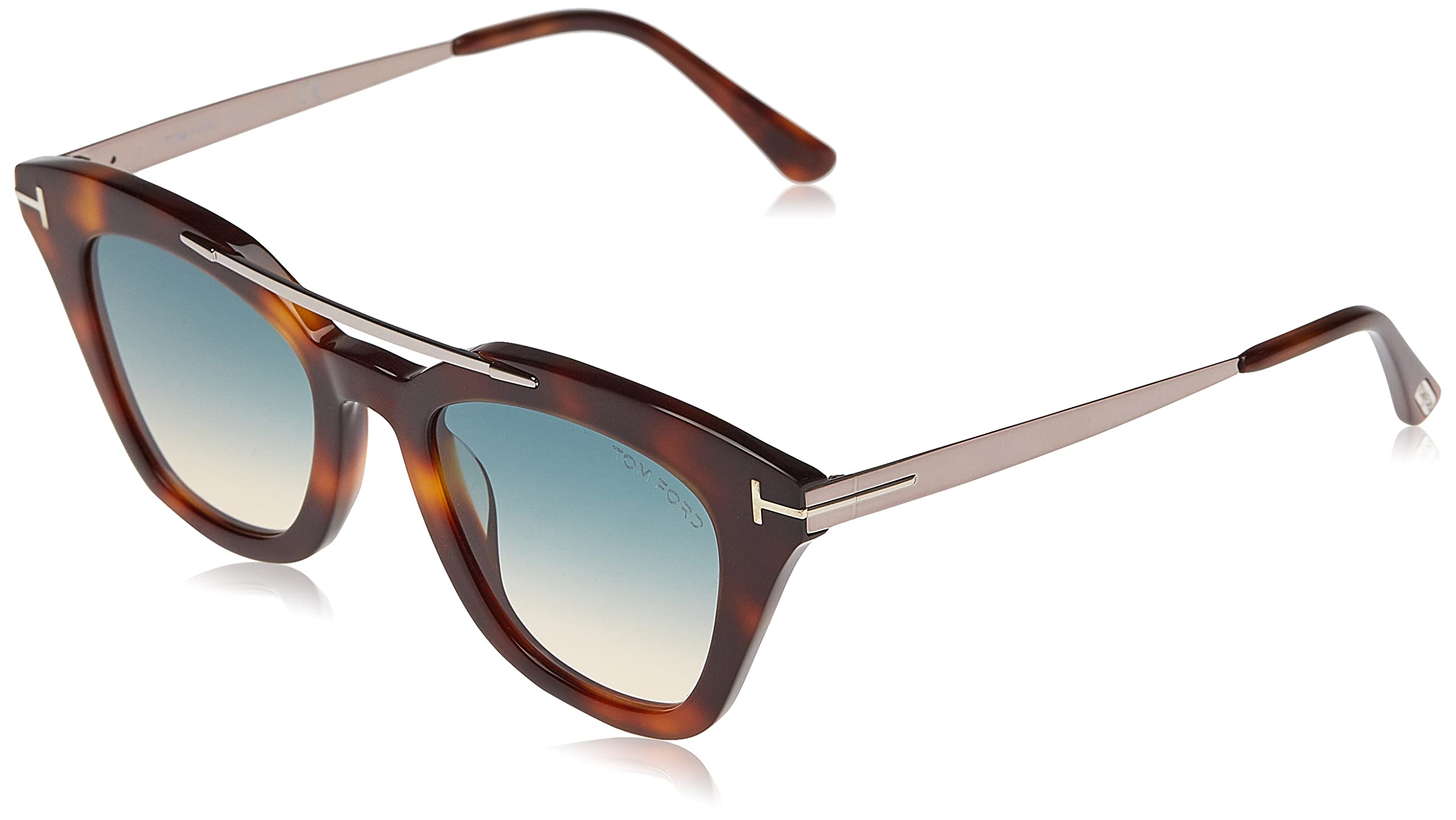 Tom Ford Womens Anna Non-Polarized Signature Cat Eye Sunglasses Brown 49mm