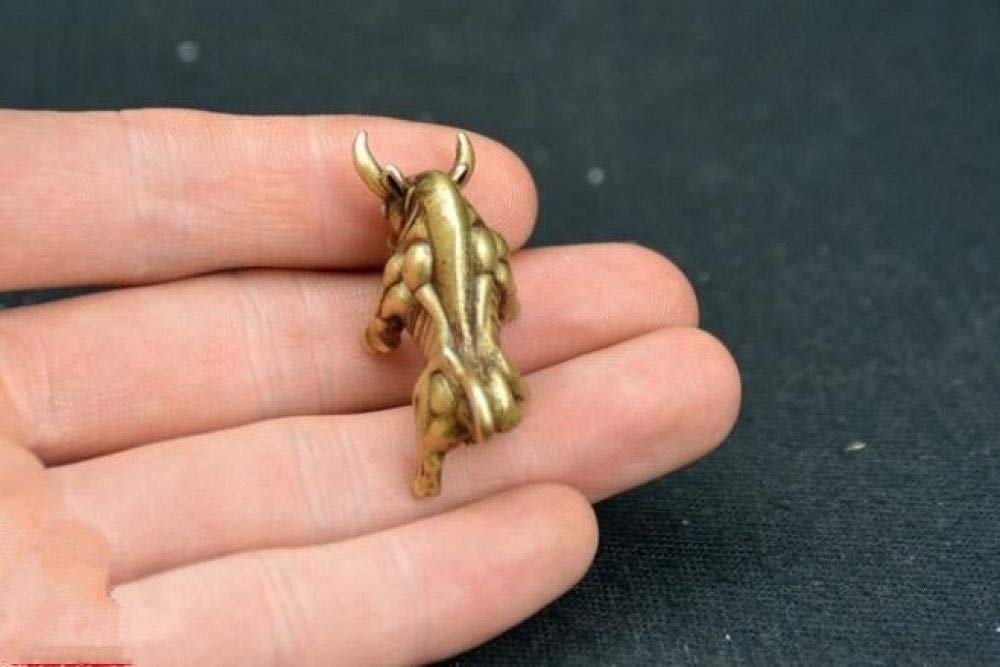 UKURO Wall Street Bull Small Statue Brass Animal Figurines Pendant Keychain Ornament Home Mini Decorations Gift