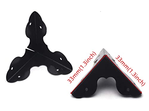 XMHF 12PCS Box Corner Protector Triangle Metal Case Wooden Box Edge Safety Guard for Furniture Decor 1-1/4" x 1-1/4" Black