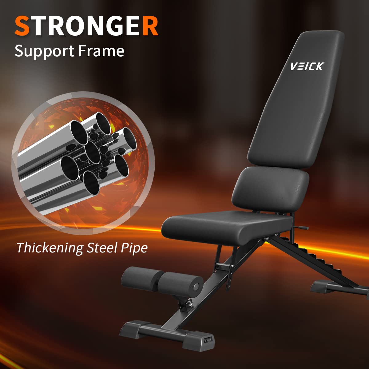 VEICK Weight Bench, Workout Bench, Bench Press, Adjustable Foldable Incline Bench for Home Gym, Exercise Bench for Stength Training