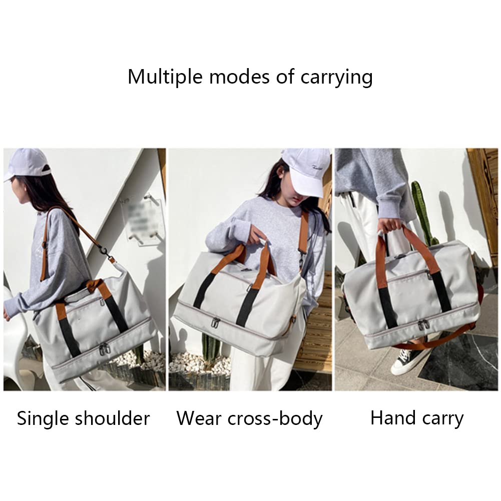 WAYUTO Gym Bag Gym Duffle Bag with Shoes Compartment Workout Bag Travel Bag Large Capacity Sports Backpack Gym Bag with Yoga Mat Holder Lightweight Overnight Travel Carry on Bags for Men Women Khaki