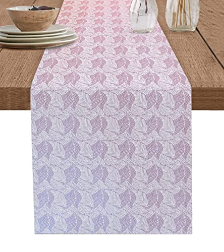 Table Runner 108 Inches Long Plant Gradient Bay Leaf Palm Tree Leaf Coffee Table Runners for Farmhouse Birthday Party Holiday Dinner 13x108in