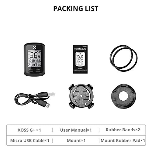 XOSS G+ GPS Bike Computer, Bluetooth ANT+ Cycling Computer, Wireless Bicycle Speedometer Odometer with LCD Display, Waterproof MTB Tracker Fits All Bikes Electric Bike (XOSS APP Support)
