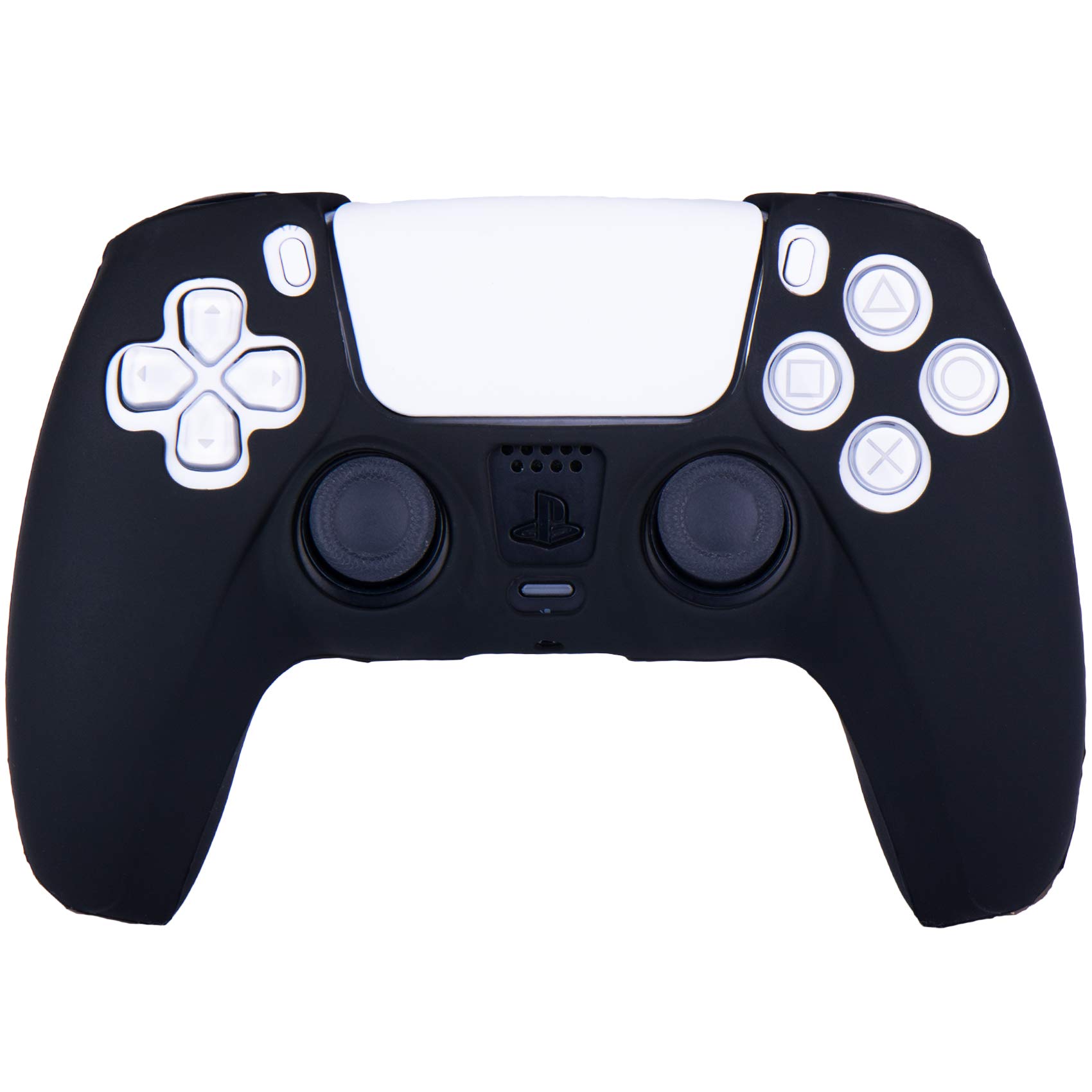 YoRHa Silicone Cover Skin Case for PS5 Controller x 1(Red) with Thumb Grips x 10