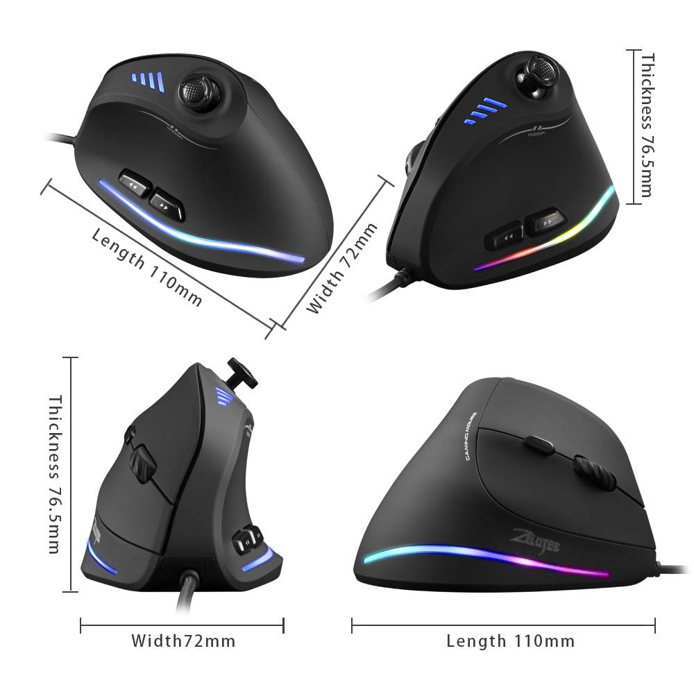 Zeerkeer Vertical Gaming Mouse Vertical Ergonomic Mouse with Adjustable DPI for Gamer/PC/Laptop/Desktop (Wired)