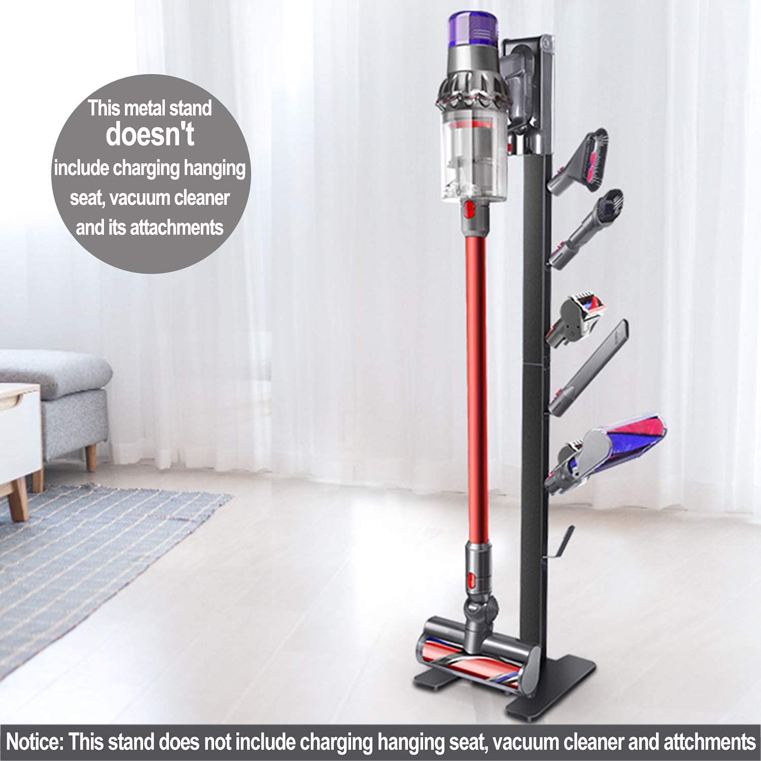 XIGOO Storage-Stand-Docking-Station-Holder Compatible with V15 V11 V10 V8 V7 V6 Cordless Vacuum Cleaners & Accessories, Stable Metal Bracket Organizer Rack, Brushed Black