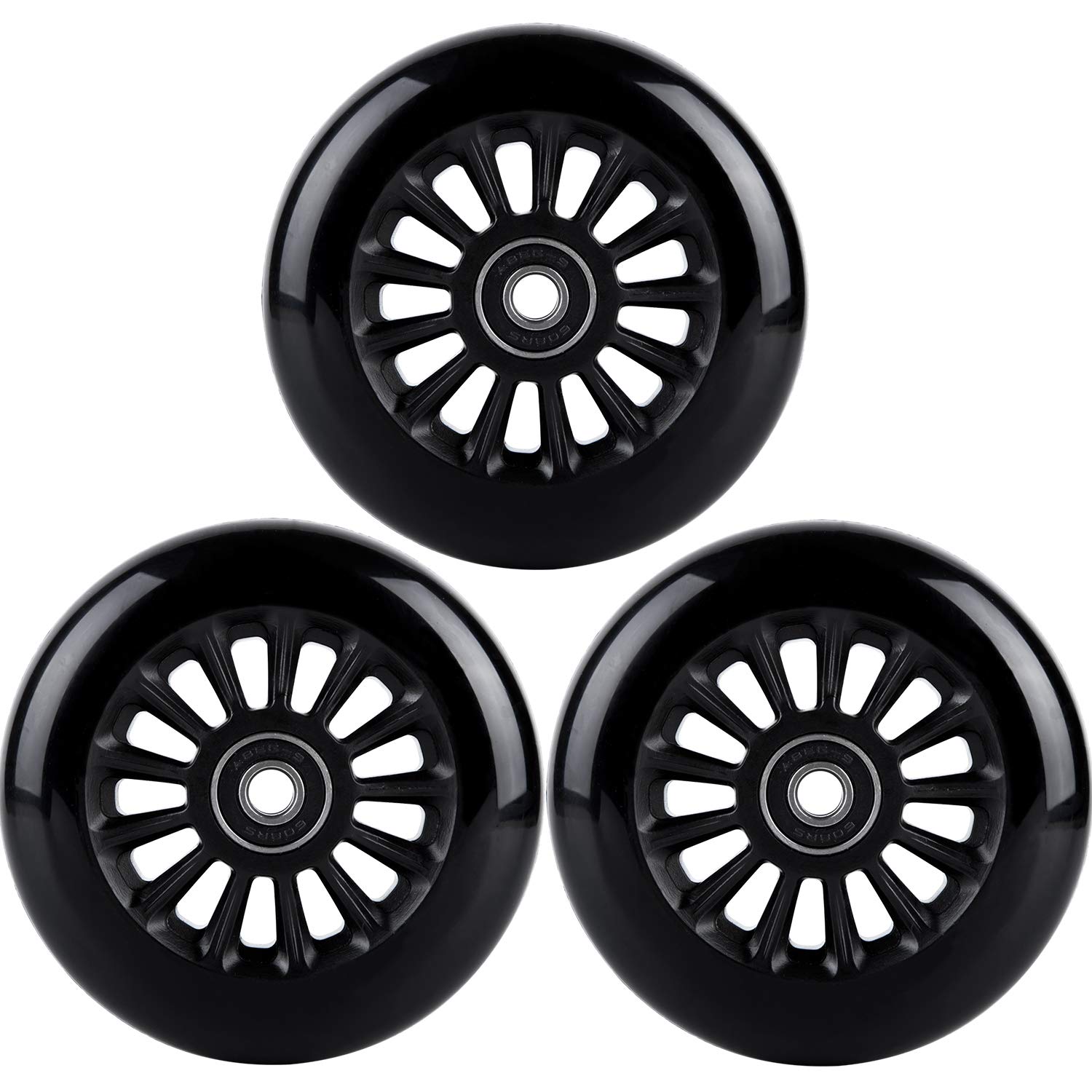 WHEELCOME Polyurethane Replacement Wheels w/Bearings ABEC-9 Compatible with Ezyroller Classic Drifter Junior Drift and Ride-On Toy Scooters (Set of 3)