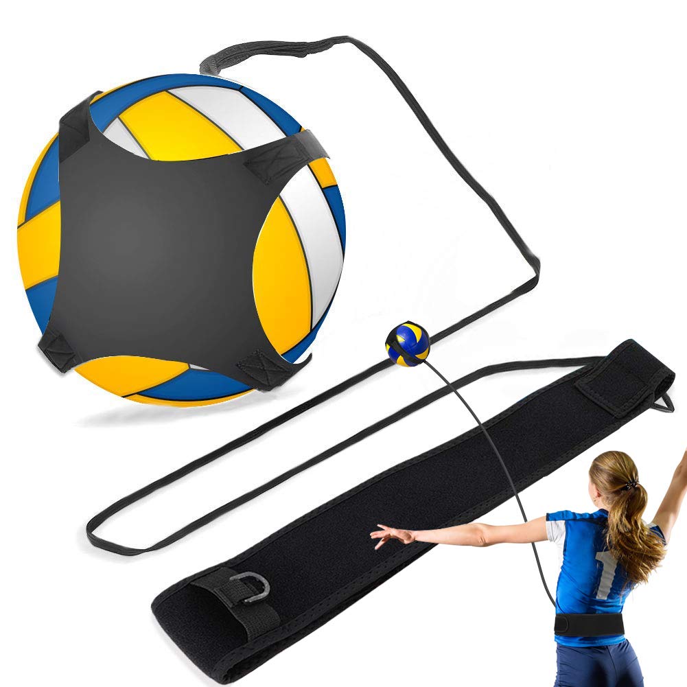 Volleyball Training Equipment Aid, Adjustable Solo Practice Soccer Volleyball Trainer, Volleyball Practice Rope for Serving, Spiking, Swing, Return Ball