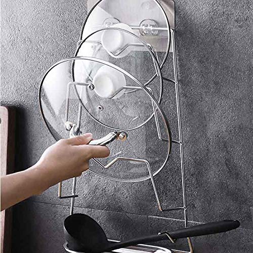 WUDILU 3 Layer Silver Anti-Fall Stainless Steel Drying Pan Pot Rack Cover Lid Rest Stand Spoon Holder Kitchen Tool