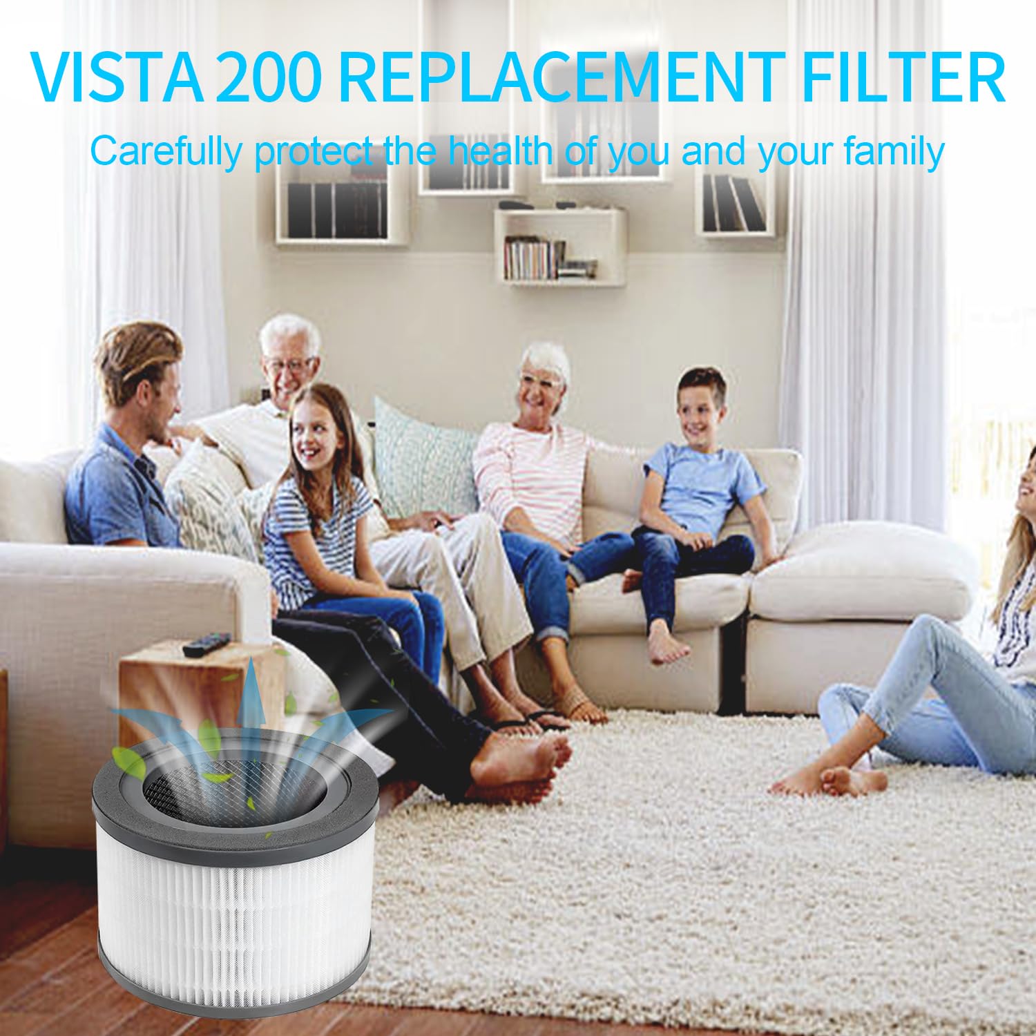 Vista 200 Replacement Filter for LEVOIT Vista 200, 3-in-1 H13 True HEPA Filter Replacement, Fit for Vista 200-RF, 2 packs and 1 brush