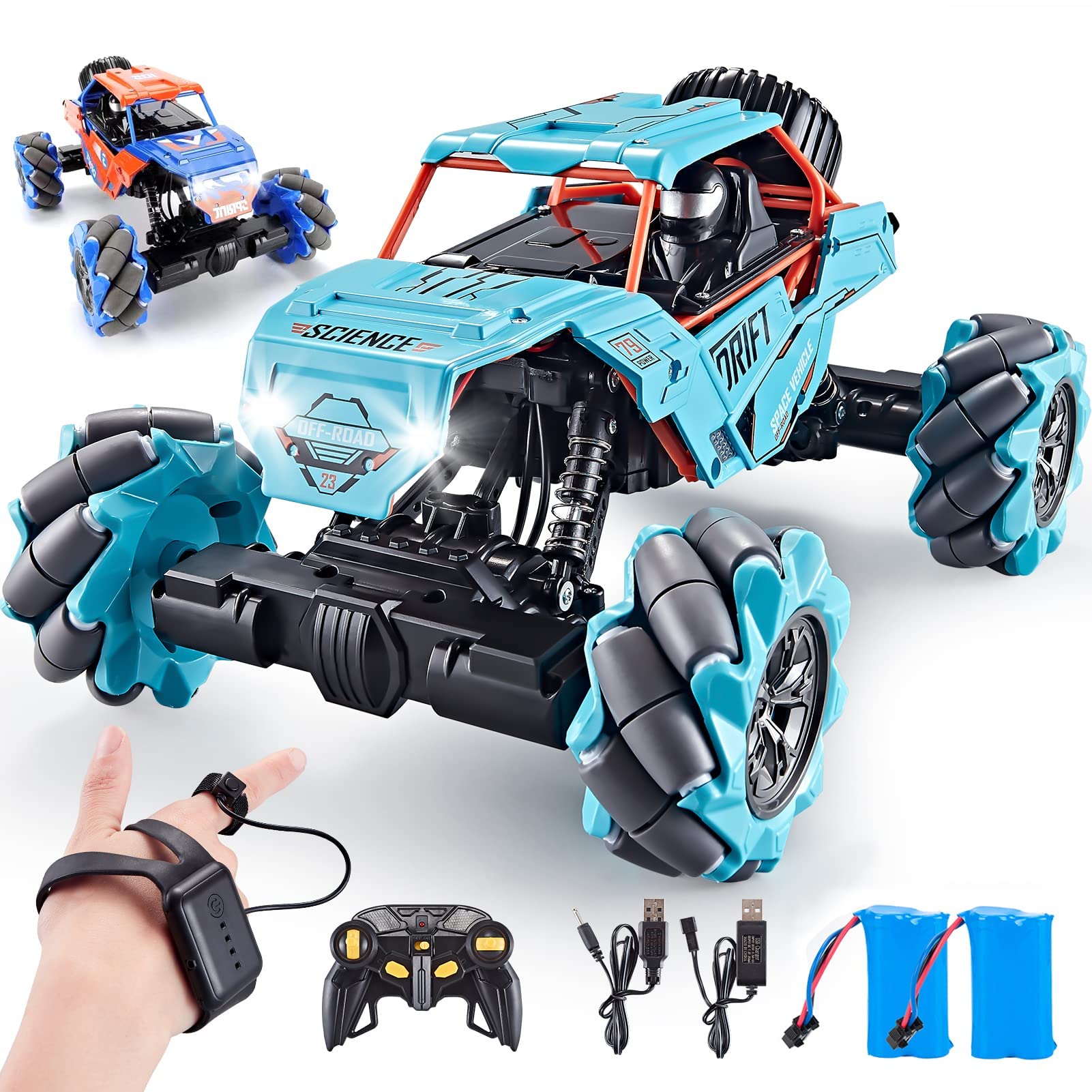 TADOZIC 1:14 Scale 4WD Metal Gesture Sensor RC Car, 360Β° Rotating Hand Controlled Monster Truck All Terrains Remote Control Car Vehicle Stunt Car with Rechargeable Batteries for Boys Kids and Adults