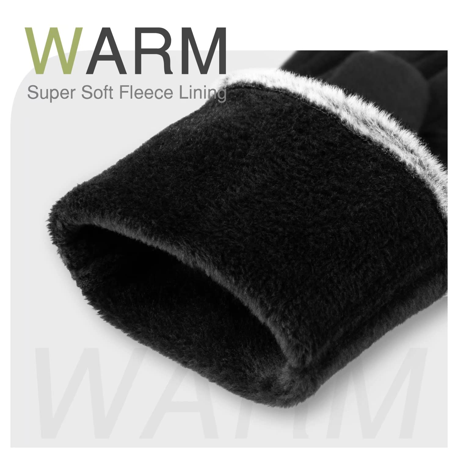 Womens Winter Warm Gloves With Sensitive Touch Screen Texting Fingers, Fleece Lined Windproof Gloves (Black-M)