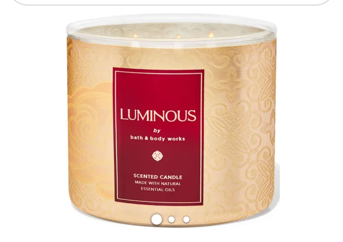White Barn - Bath & Body Works- Luminous- 3 Wick Candle, New 14.5 oz with Travel Bag Bath