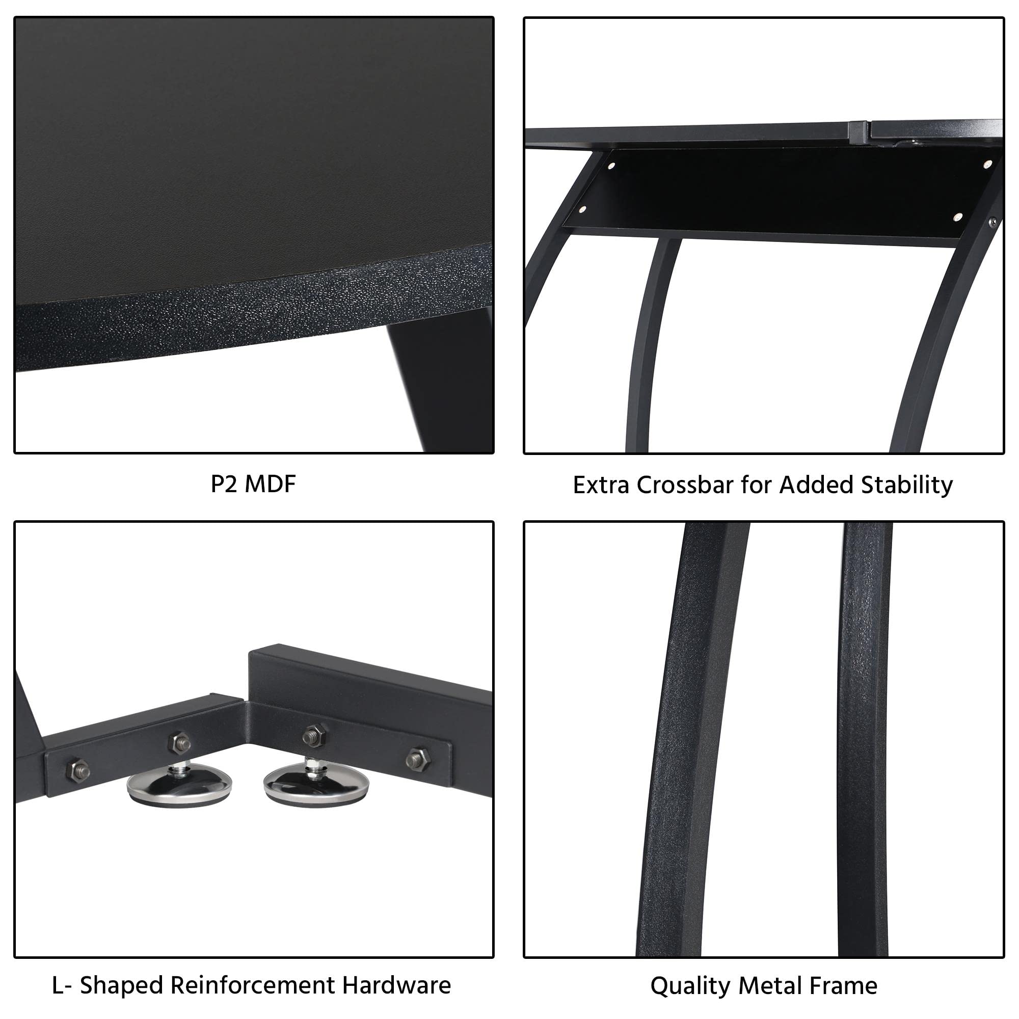 Yaheetech L Shape Desk Gaming Desk Corner Computer Office Desk Wood Writing Studying Table Large PC Laptop Workstation 3-Piece Modern Desk for Home Office Furniture, Black