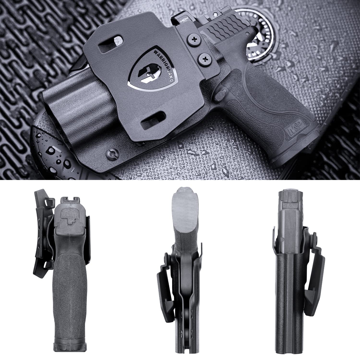 WARRIORLAND M&P M2.0 Holster OWB Kydex Made Fit: S&W M&P M2.0 9mm / .40 3.6" / 4" / 4.25" Pistol, Outside Waistband 1.75 Inch Paddle Holster, Posi-Click' Audible Retention Lock, Optic Ready, Right