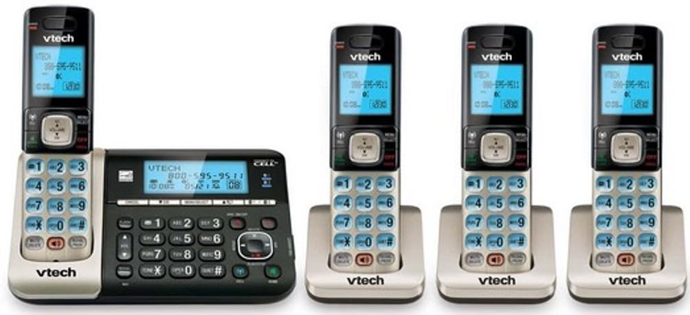 VTech DS6752-4 4 Handset Connect to Cell Answering System with Dual Caller ID/Call Waiting, Digital Answering System and Caller ID, Expandable up to 5 Handsets, Wall-Mountable, Silver/Black