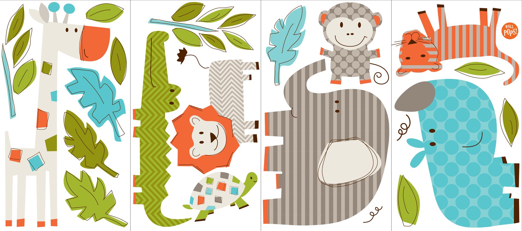 Wall Pops WPK0619 Lets Go On Safari Applique Wall Art Kit, Multicolor