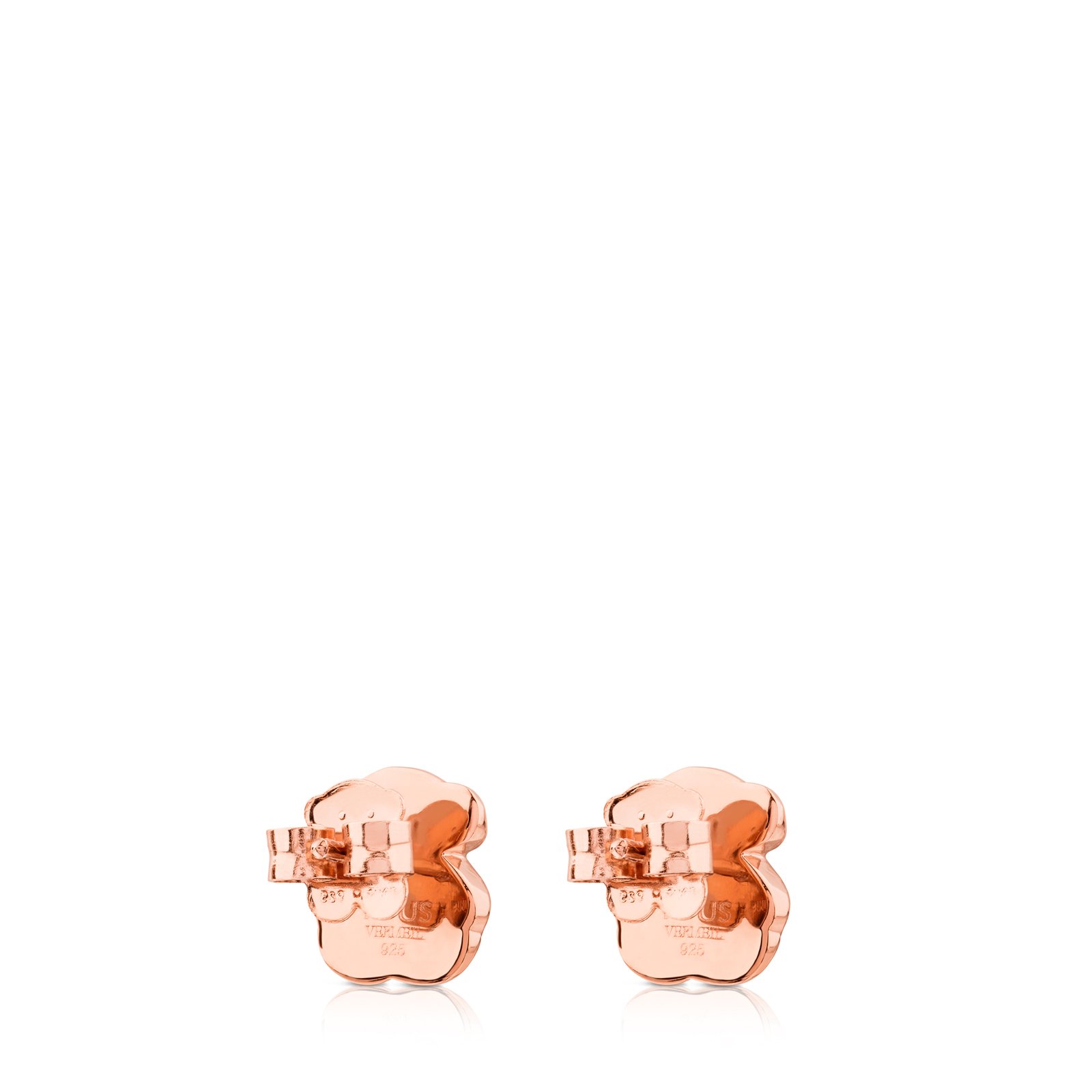 TOUS Rose Vermeil Silver Earrings for Women with Onyx & Bear Motif, Size: 0.7 cm. Motif Collection