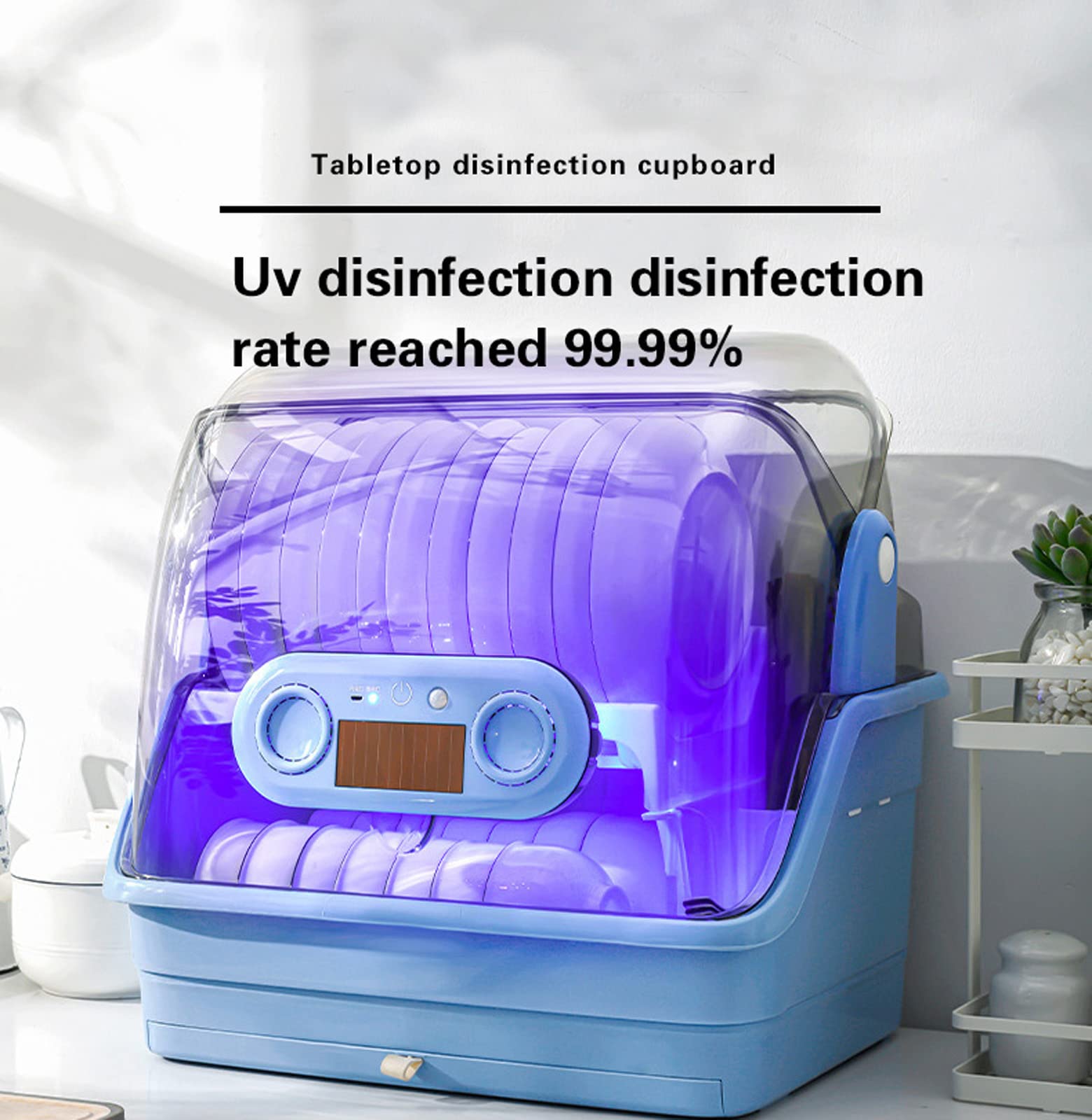 xuxinpai Kitchen Plate Cup Dish Drying Rack Tray Cutlery Dish Drainer Storage Case for Dish Dustproof USB Drain Board with Lid Cover Dish Racks